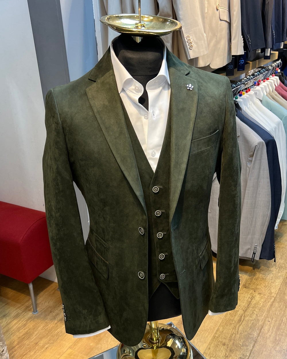 Olive Green Alcantara Blazer