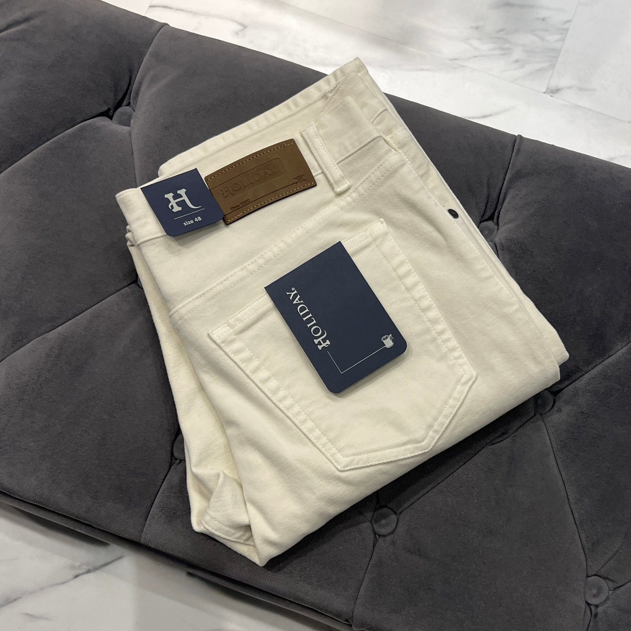 Off White Moleskin Plat Jeans